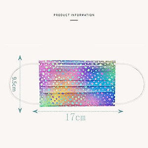 Peky 50PCS Colorful Disposable Printed Face_Masks,with Shiny Unique Crack Design,3-Ply Protection for Adults Women (Adult-1)