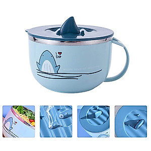 Cabilock 1000 Stainless Steel Instant Noodle Bowl Reusable Bento Bowls Lidded Noodle Bowl Salad Mixing Bowl Container Noodle Lunch Bowl 304 Stainless Steel Student Food Bowl with Cover