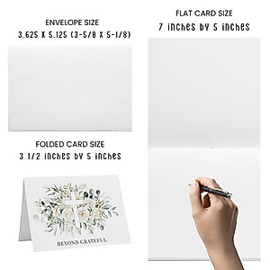 Rustic Elegance Thank You Cards with Envelopes (25 Pack) All Occasion Notecards Perfect for Baptism, Funeral, Religious Ceremonies, Sympathy - White Floral with Cross & Greenery Folded Stationery Set