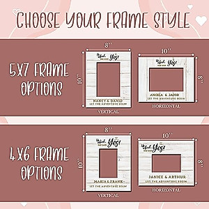 Lara Laser Works He Asked She Said Yes Picture Frame, Personalized Couple Frame w/Names - 2 Sizes & 2 Orientations - Gifts for Engaged Couples, Romantic Picture Frame, Weddings & Engagement Gifts, D2