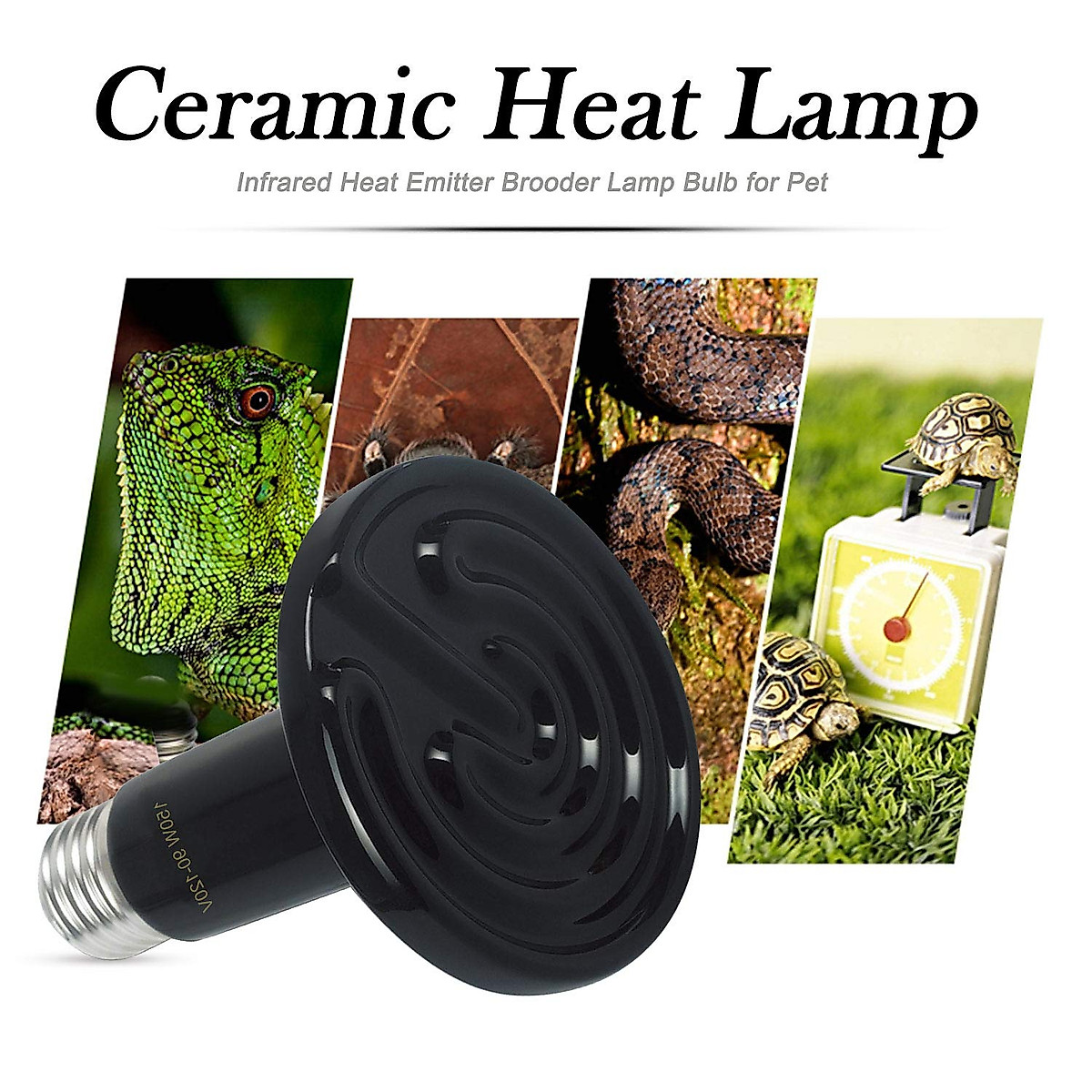 OMAYKEY 2-Pack 150W Ceramic Heat Lamp with 1-pcs Digital-Thermometer, Infrared Heat Emitter Bulbs for Reptiles, Amphibians, Chicken Brooder Coop Lizard Turtle Snake Aquarium, No Light No Harm