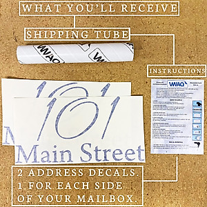 VWAQ Mailbox Address Decal Set of 2 - Insert Street Name & Address Personalized Decals CMB7 (White, 12" W X 4" H)