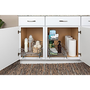 Household Essentials C26512-1 Glidez Under Sink Sliding Organizer | Pull Out Cabinet Shelf | Chrome | 12.5 Inches Wide