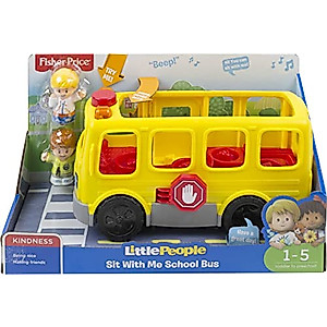 Fisher-Price Little People Musical Toddler Toy Sit with Me School Bus with Lights Sounds & 2 Figures for Ages 1+ Years