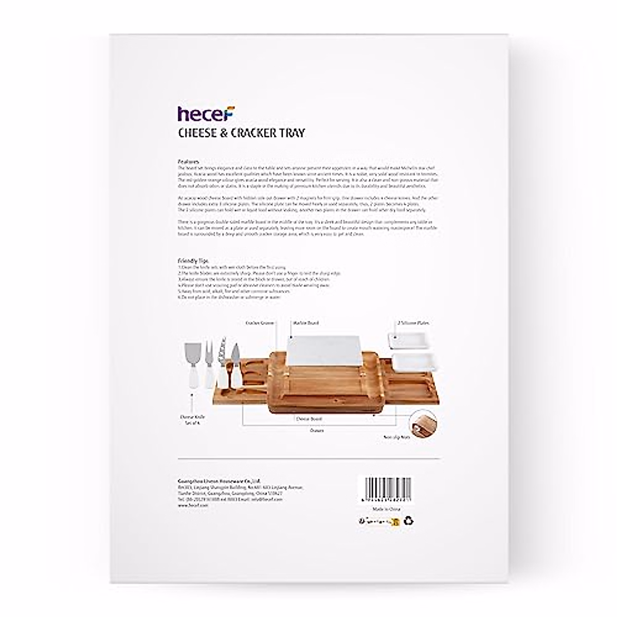 hecef Cheese Board Set Acacia Wood - Large Charcuterie Board with Stainless Steel Knife Set, Thick Wooden Server - Fancy House Warming Gift, Birthday Present & Perfect Choice for Gourmets