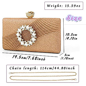 ELABEST Evening Clutch Bag Brilliant Crystal Handbag with Detachable Chain Shiny Rhinestone Purse Wedding Cocktail Party Bags (Champagne)