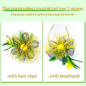 Bniksok Mardi Gras Fascinators for Women Tea Party Hat Yellow Purple Green Headband