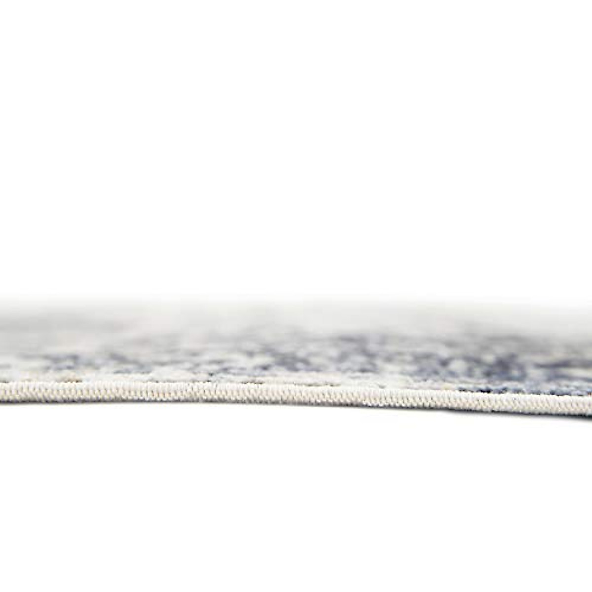 Unique Loom Chateau Collection High-Low Pile, Vintage, Traditional, Distressed, Medallion Area Rug (4' 0 x 6' 0 Rectangular, Beige/Navy Blue)