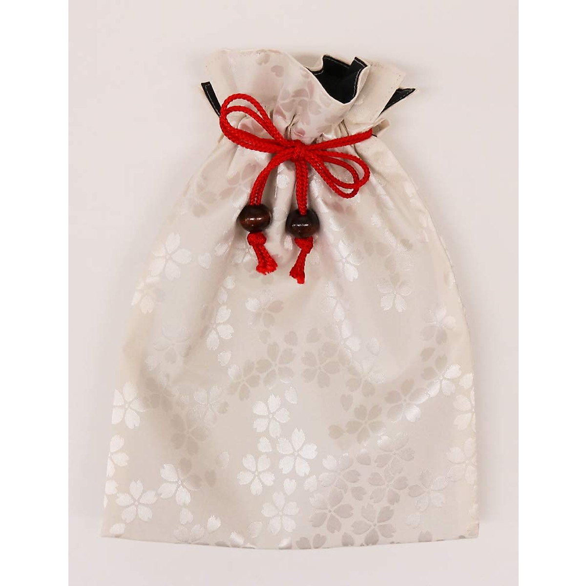 Eyashi Craft Made in Japan Goshi Stamp Book Holder Drawstring Bag 7.5 x 10.6 inches (19 x 27 cm), Cherry Blossom White