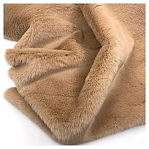 Shaggy Faux Fur Fabric 1cm Short Pile 35 Colours Soft High Density Plush Fabric 160x50cm for Costume Toys Decorations Rugs DIY Crafts Handbags Hats(Color:tan)