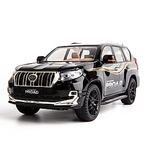 WAKAKAC 1/18 Scale Model Car Prado Alloy Diecast Collectible Model Vehicle Pull Back with Light and Sound Toy Car for Boys(Black)