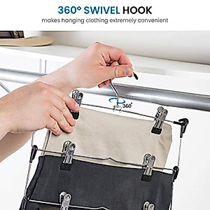 ZOBER Space Saving 5 Tier Metal Skirt Hanger with Clips (3pk) Hang 5-on-1, Gain 70% More Space,Rubber Coated Hanger Clips,360 Swivel Hook,Adjustable Clips Pants Hanger,Hang Slack,Trouser,Jeans,Towels