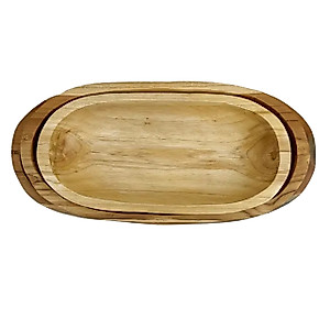 ANDALUCA Teak Wood Decorative Oval Wood Dough Bowls (Set)