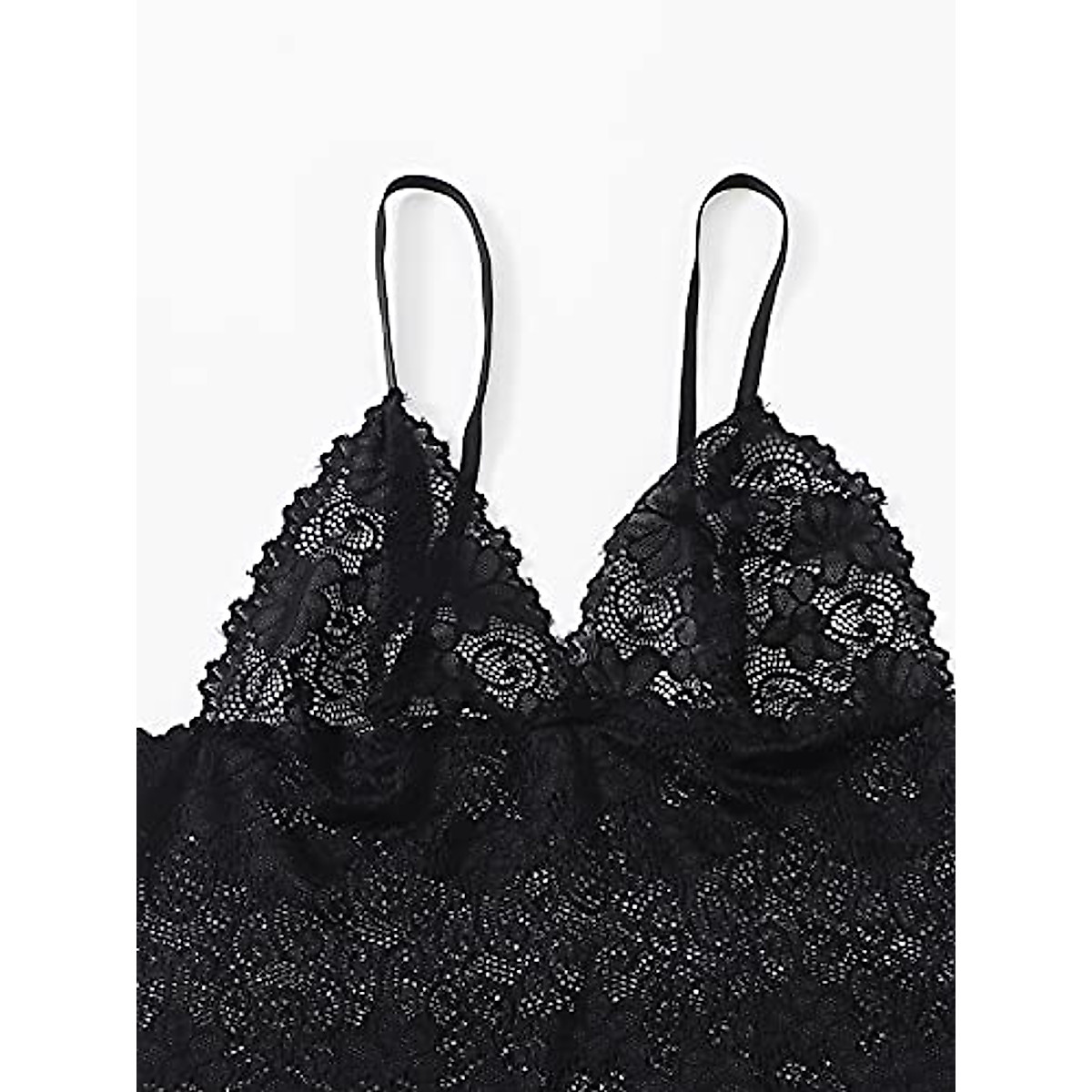 WDIRARA Women' Silk Satin Pajamas Set 4pcs Lingerie Floral Lace Cami Sleepwear with Robe Red Black L