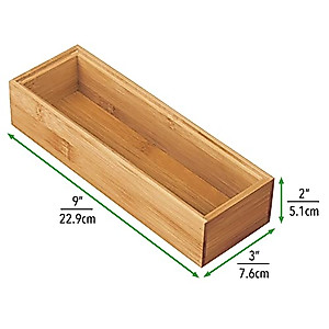 mDesign Wooden Bamboo Office Drawer Organizer Box Tray, Stackable Storage for Drawers, Cabinets, Shelves, Cubby, or Desktop, Hold Pens, Pencils, Supplies, Echo Collection, 6 Pack, Natural Wood Finish