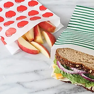 Lunchskins Paper Sandwich Bags - Sealable, Recyclable & Grease-Resistant - Disposable Snack Bags for Kids & Family - Self-Adhesive Closure for Freshness - Perfect for On-the-Go & Home Use