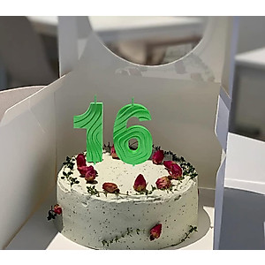2.76inch terraced Fields Shape Number 6 Green Candles, Green 6 Candles/Cake Toppers for Birthday, Wedding, Baby Shower, Anniversary Decorating and Celebrating for Adults/Kids Party(Green 6)