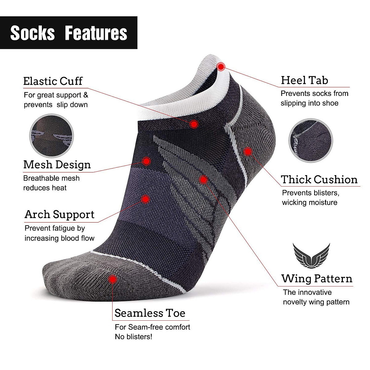 Busy Socks Womens Running Socks Low Cut, Breathable Athletic Tab Bowling Riding Hiking Ankle Socks with Cushionning 3 Pairs (Dark Grey, Medium