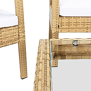 SAFAVIEH Outdoor Collection Bassey Natural/White Cushion 4-Piece Conversation Patio Set PAT7507D