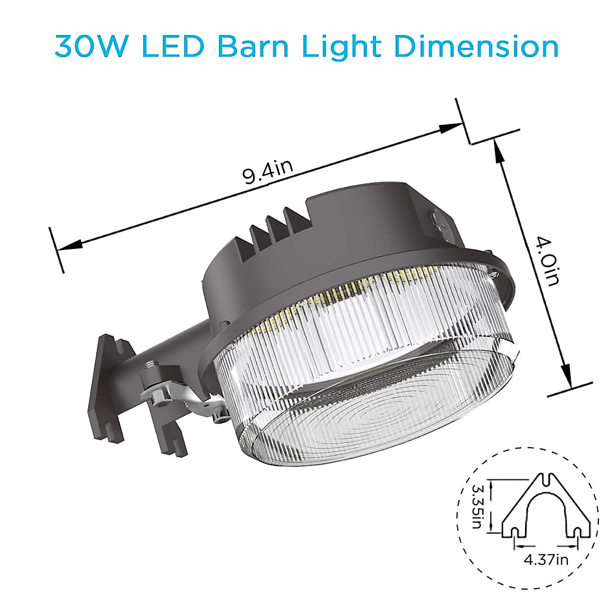 LED Barn Light 50W Dusk to Dawn Outdoor Yard Lighting with Photocell 5000K Daylight Waterproof ETL&DLC Listed