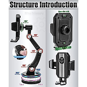 2023 New Sucker Car Phone Holder - Universal Phone Mount Dashboard Windshield Window Cell Phone Mount Super Adsorption Phone Holder with Robot Arm Car Phone Holder Automobile Fit for iPhone Smartphone