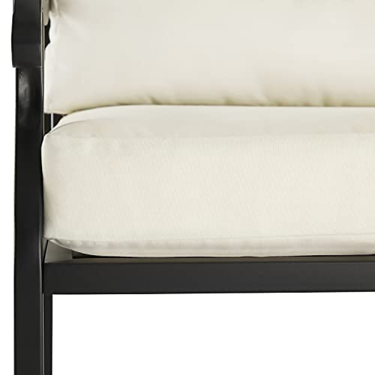 Crosley Furniture Alistair 4-Piece Outdoor Loveseat Patio Furniture Set, Conversation Sets for Porch, Deck, Matte Black with Creme Cushions