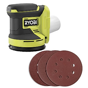 Buho Cordless Power Sander Accessory Bundle -18 Volt with Ryobi 5 Inch Random Orbit Sander Corner Cat Finish Sander Pocket Flashlight (Bare Tool Items No Battery Included)