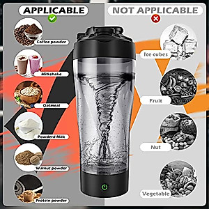 Aidek Electric Shaker Bottle 22oz Bottle for Protein Mixes, Rechargeable, BPA-Free - Black