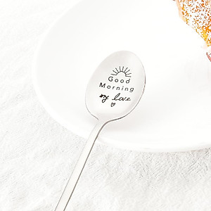 Coffee Spoons Gifts for Husband Boyfriend Anniversary Bday Gifts for Girlfriend Wife Good Morning My Love Spoon Engraved Gift for Best Friend Friendship Birthday Christmas Gifts