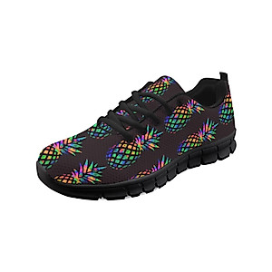 Colorful Pineapple Slip On Sneaker Women Running Shoes Breathable Workout Shoes Lightweight Gym Sneakers