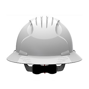 Evolution Deluxe 6161 280-EV6161-10V Full Brim Hard Hat with HDPE Shell, 6-Point Polyester Suspension and Wheel Ratchet Adjustment Vented, White