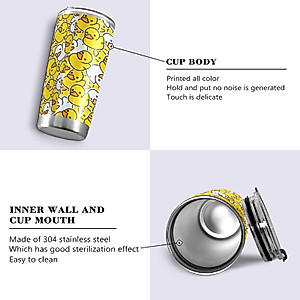 Duck Rubber Insulated Tumbler with Lid and Straw Stainless Steel Double Wall Vacuum Travel Mug Water Cup Coffee Tumbler 20oz Keep Cold or Hot Gift for Women Men Sports Hiking