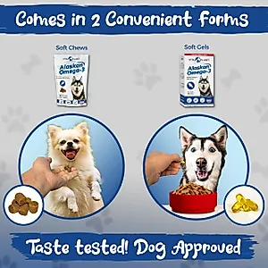 Vital Planet - Alaskan Omega-3 Fish Oil Supplement for Dogs with 600mg of Omega-3, High in DHA and EPA from Sustainably Harvested Wild Caught Cold Water Fish, 60 Vanilla Softgels