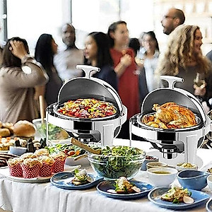 Chafing Dishes Chafing Dish Buffet Set, Food Warmers Server Warming Tray Round Rectangular Chafers, Stainless Steel Square Chafer, Round Food Warmer Chafing For Catering Warmer Chafer Set, Energy Effi