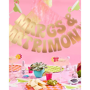 xo, Fetti Margs & Matrimony Gold Foil Banner - 5 Ft. | Bachelorette Party Decoration, Fiesta Photo Booth, Summer Bride To Be Backdrop, Bridal Shower