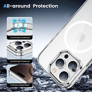 Temdan for iPhone 16 Pro Max Case Clear, [Compatible with Magsafe][Anti-Yellowing][Military-Grade Protection] Shockproof Slim Magnetic Phone Sleeve Case for iPhone 16 Pro Max, Transparent