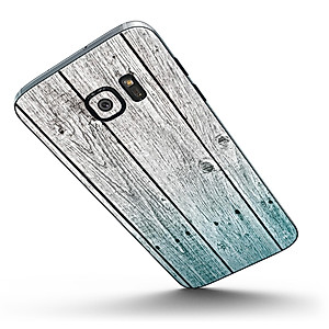Design Skinz Design Skinz Trendy Teal to White Aged Wood Planks Full-Body Wrap Decal Skin-Kit for The Galaxy S7