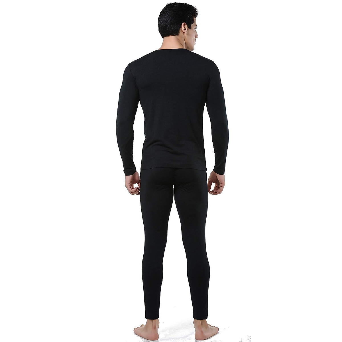 9M Men's Ultra Soft Thermal Underwear Base Layer Long Johns Set with Fleece Lined, Black, Small