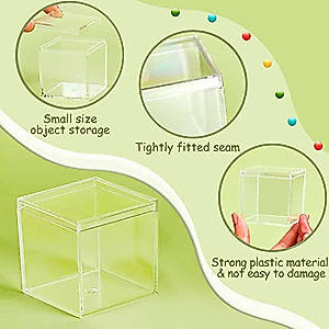 8 Pieces Clear Acrylic Plastic Square Cube Jewelry Box Mini Storage Box Mini Square Containers with Lids Storage Candy Box for Candy Pill and Tiny Jewelry (2.2 x 2.2 x 2.2 Inch)