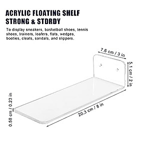 Floating Shoe Display Shelf with Lights Set of 4, Glow Color Changing Sneaker Shelf- Display Sturdy Levitating Clear Acrylic Shoe Wall Shelf Easy to Install with 20-Color LED for Bedroom, Hallway etc