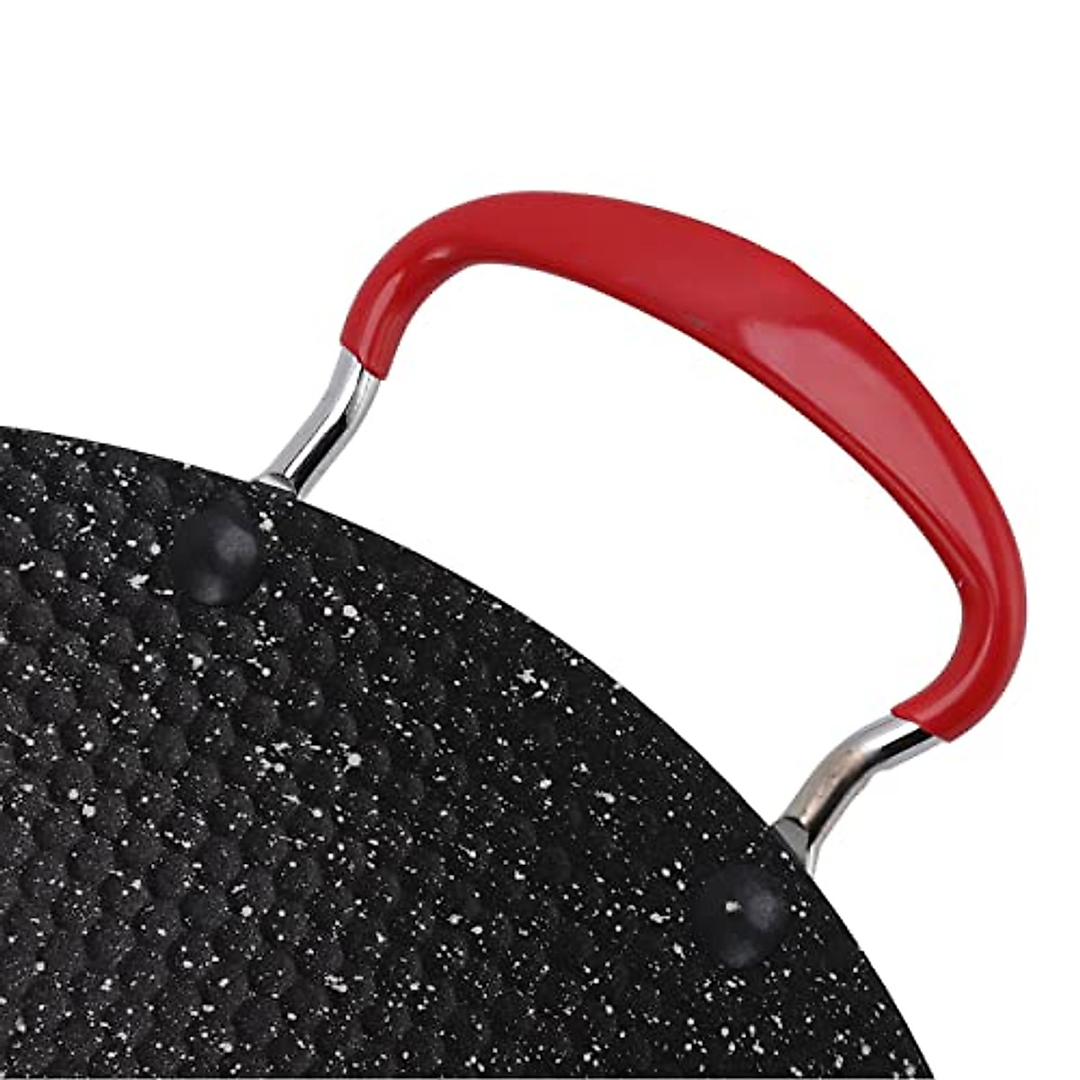 Korean BBQ Grill Pan, Non Stick with Anti Scalding Handle Round Barbecue Gill Plate for Gas Ceramic Stove(30cm)