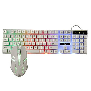 FHDGH USB Wired Mechanical Keyboard and Mouse Set Pc Gamer Keyboard 104 Keycaps Colorful Backlit Keyboard Gaming Keyboard ( Color : E )