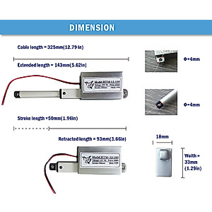 ActoCat Micro Linear Actuator 2" Stroke Mini Size - 22Lbs Force - 12V DC Power with Mounting Brackets, for Window Opener, Robotics, Home Automation