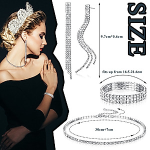 Sanfenly 5 Pieces Rhinestone Crystal Jewelry Set for Women Masquerade Mask Rhinestone Choker Necklace Bracelets Dangle Earrings Set Bridal Jewelry for Wedding Masquerade Prom