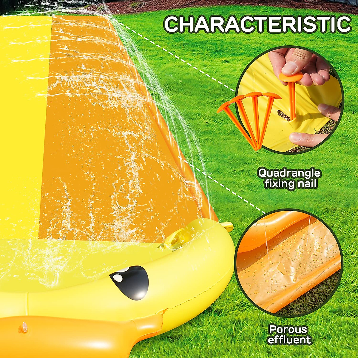 TOY Life Duck Water Slide, Slip Slide, Waterslide, Water Slides for Kids Backyard, Slip N Slide, Water Slide Adult, Shark Themed Slip and Slides for Kids Backyard, Waterslide for Kids