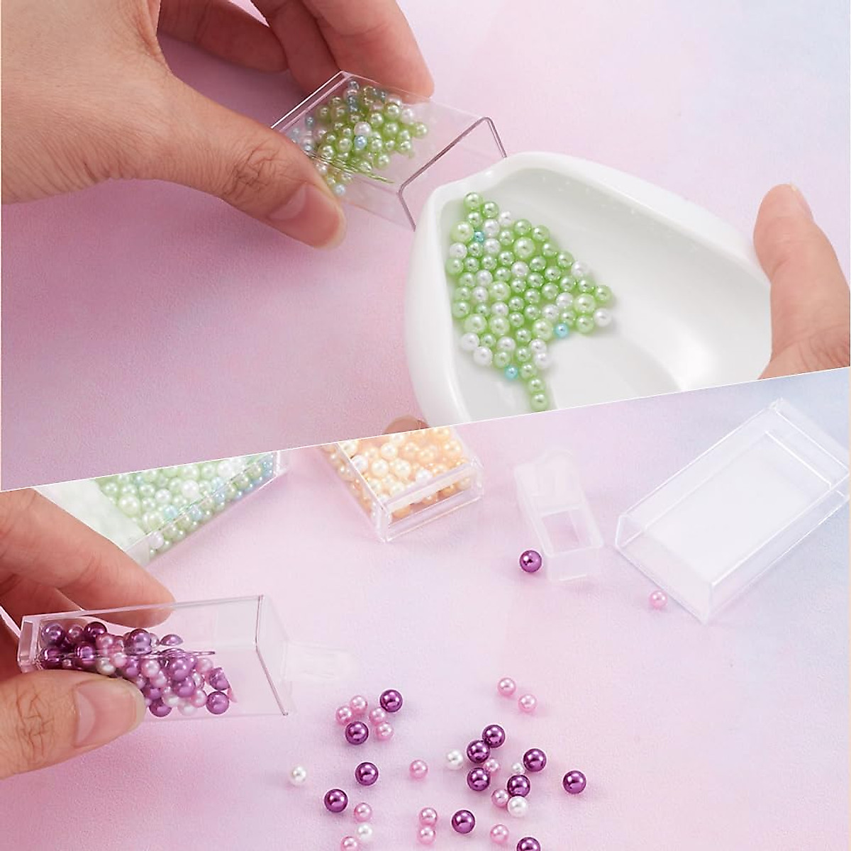 Fashewelry 100Pcs Plastic Flip Top Seed Bead Small Storage Containers 2x1" Rectangle Transparent Clear Box Package Candy Favor Empty Box Organizers