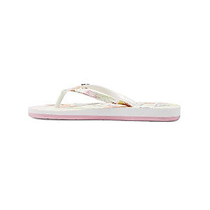 Roxy Girls Rg Pebbles Flip Flop Sandal, White/Orange/Pink 232, 4 Big Kid