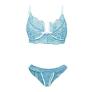 Zainafacai Lingerie for Women Mesh Lingerie Set for Women for Sex Naughty Sexy See Through Teddy Babydoll Underwear Light Blue