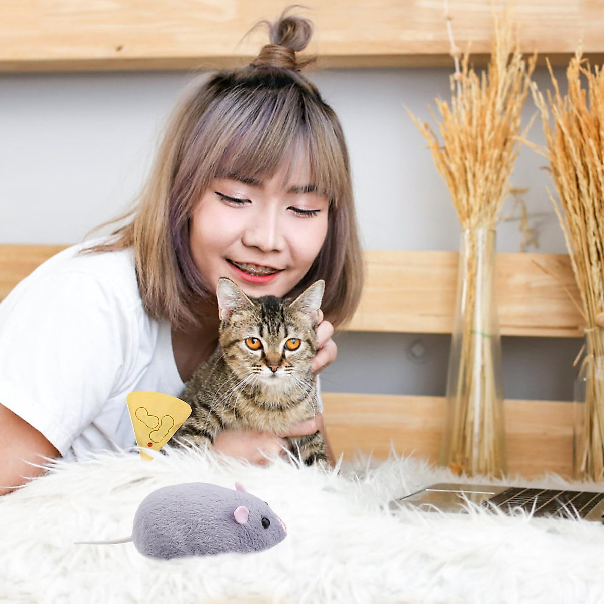 STOBOK 1set Remote Control Mouse Model Remote Control Toy Chew Toys Toy Rc Toy Rc Pets Cat Toy Cat Teasing Toy Cat Playing Toys Realistic Mouse Toy Electronic Component