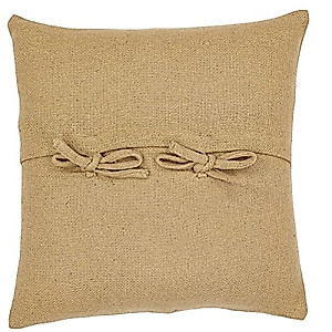 VHC Brands Stratton Applique Star Pillow 16x16 Country Primitive Bedding Accessory, Tan and Red-Orange